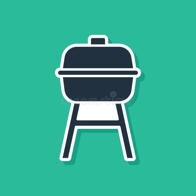 Blue Barbecue Grill Icon Isolated on White Background. BBQ Grill Party ...