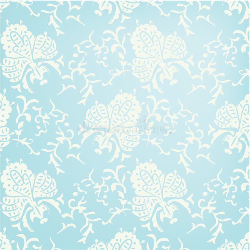 Blue Baroque Seamless Pattern. Stock Vector - Illustration of plants ...