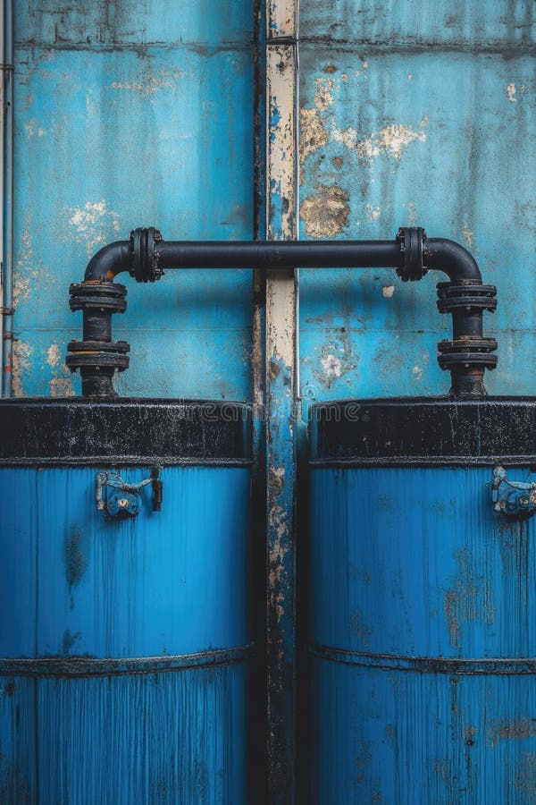 Blue Barrels Side by Side stock photo. Image of industrial - 376964292
