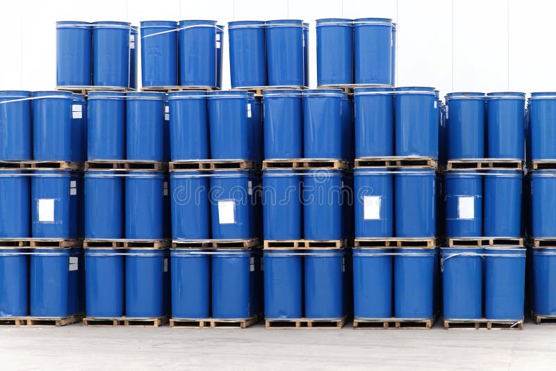 Blue oil barrels (1) stock image. Image of diesel, metal - 11050791