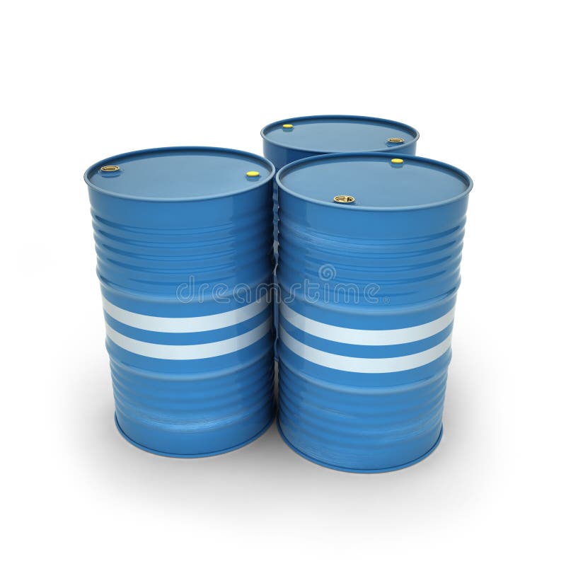 Blue Barrels on a White Background Stock Illustration - Illustration of ...