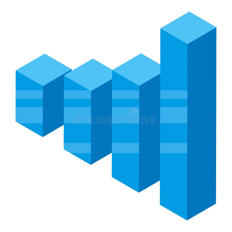 Blue Bars Graph Icon, Isometric Style Stock Vector - Illustration of ...