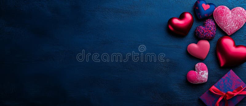 A Blue Base Outlined with Objects and Heart Shapes. Stock Photo - Image ...