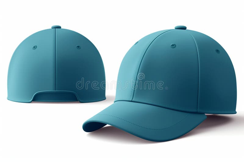Blue Baseball Cap in Angles View Front and Back. Mockup Baseball Cap ...