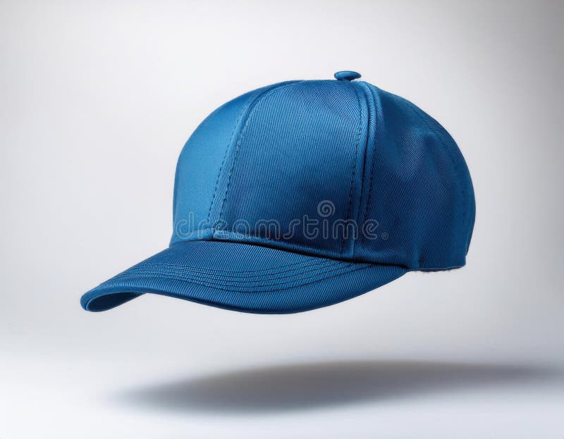 Blue Baseball Cap Mockup Floating in the Air Isolated on White ...