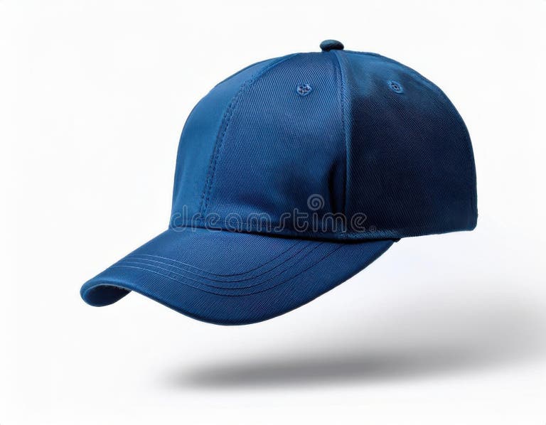 Blue Baseball Cap Mockup Floating in the Air Isolated on White ...