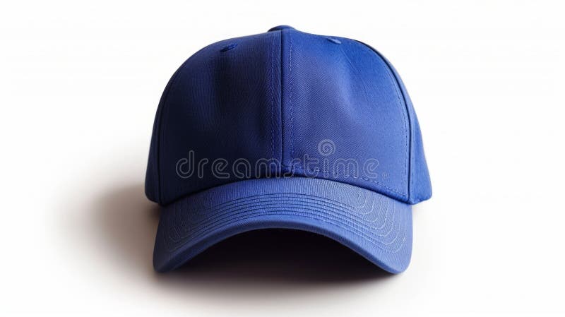 Blue Baseball Cap, with a Slightly Curved Brim, Sits on a White Surface ...