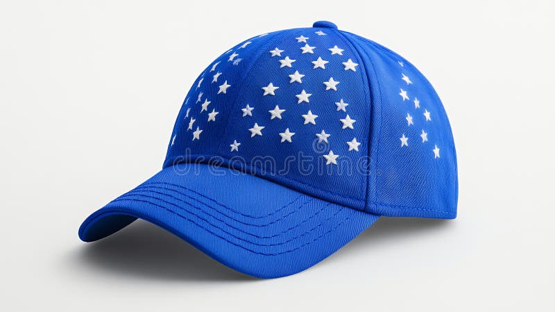 Blue Baseball Cap with White Stars on White Background Stock ...