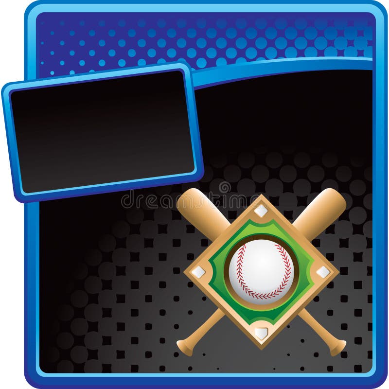 Baseball Diamond And Bats On Orange Banner Stock Vector - Illustration ...