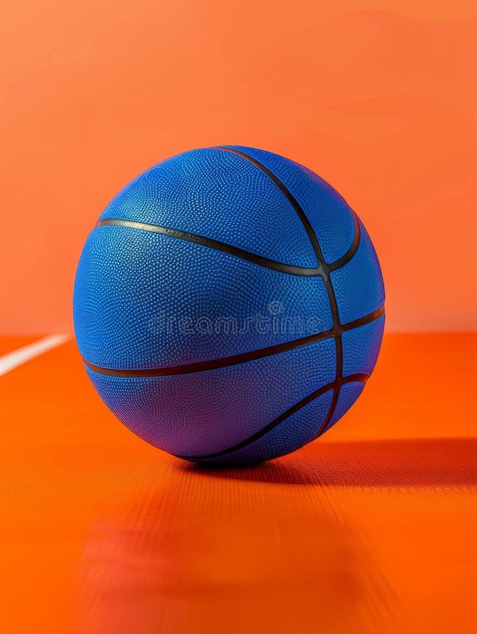 Blue Basketball on an Orange Background Indoors. Stock Photo - Image of ...