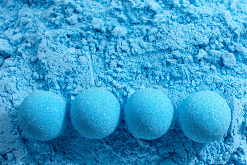 Blue Bath Bombs on Dry Mixture Background Stock Image - Image of making ...
