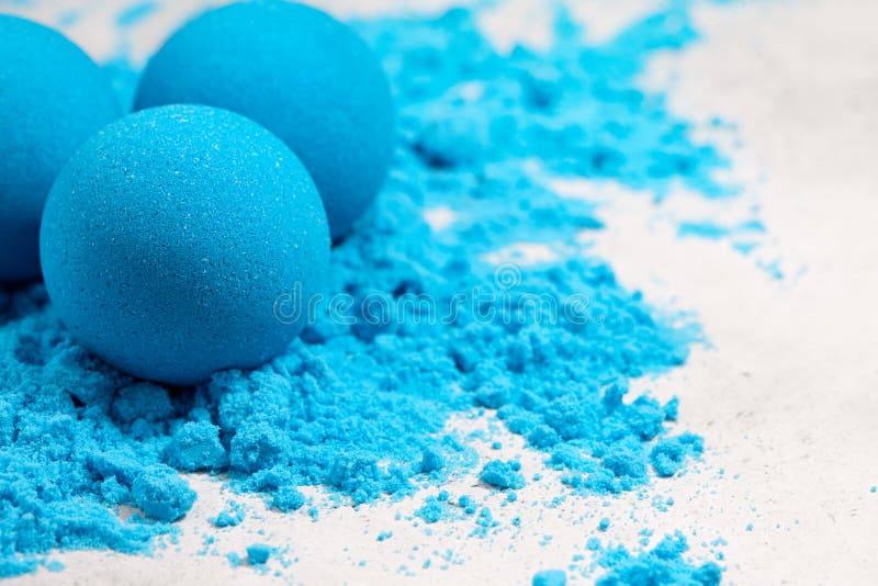 Blue Bath Bombs on Dry Mixture Stock Photo - Image of ball, product ...