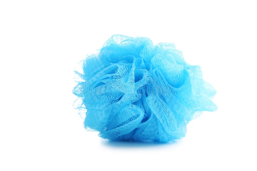 Blue bath puff stock photo. Image of shower, personal - 83093508