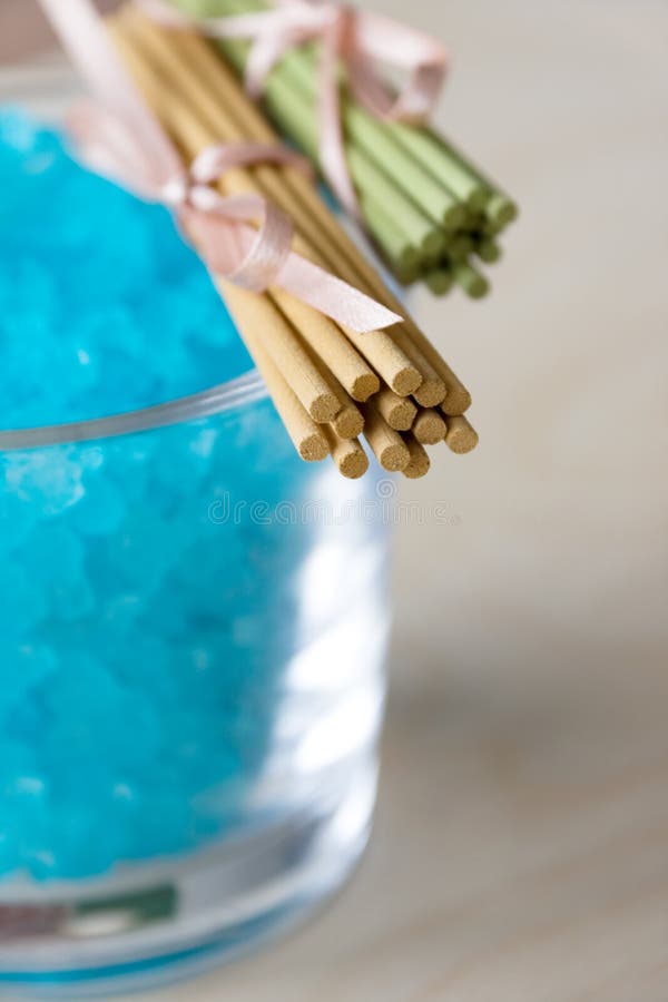 Blue Bath Salt in Glass stock photo. Image of table, green - 13422206