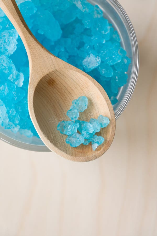 Blue Bath Salt in Glass stock photo. Image of table, green - 13422206