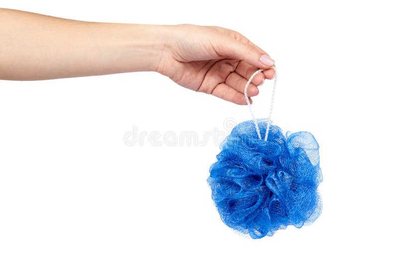 Blue Bath Sponge Isolated on White Background Stock Image - Image of ...