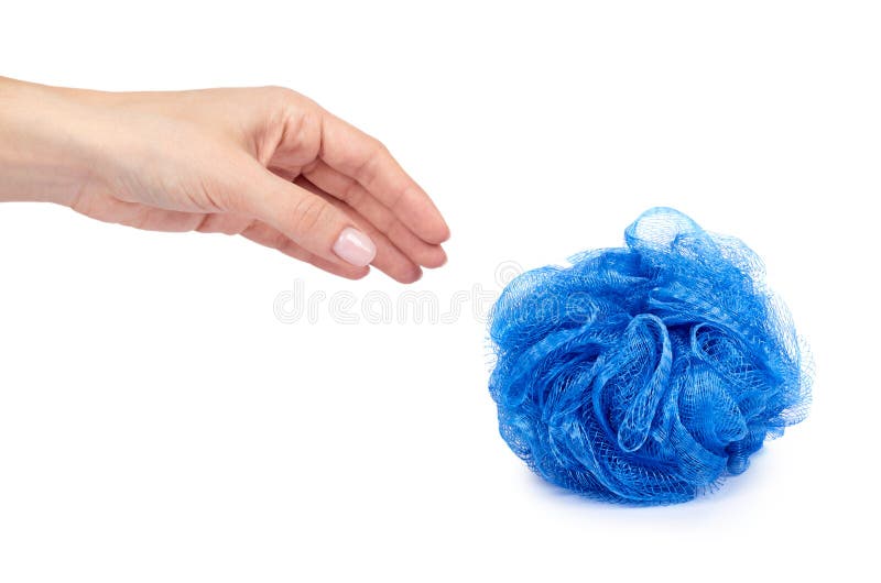 Blue Bath Sponge Isolated on White Background Stock Image - Image of ...
