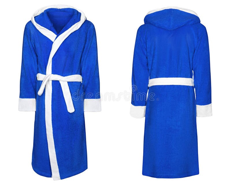 Blue Bathrobe for Home, Isolated White Background with Clipping Path ...