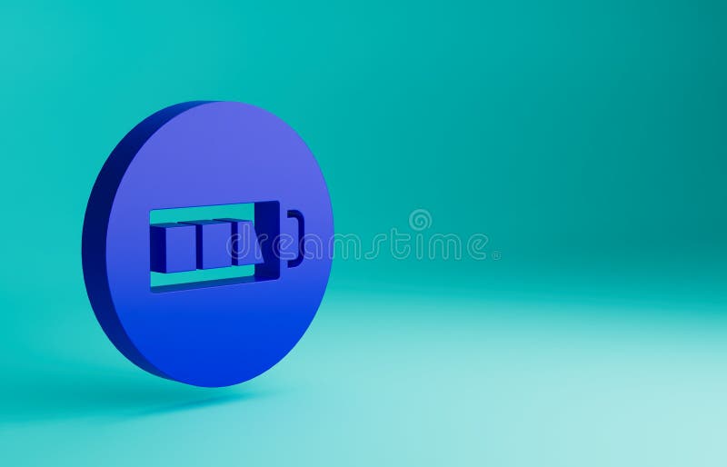 Blue Battery Charge Level Indicator Icon Isolated on Blue Background ...
