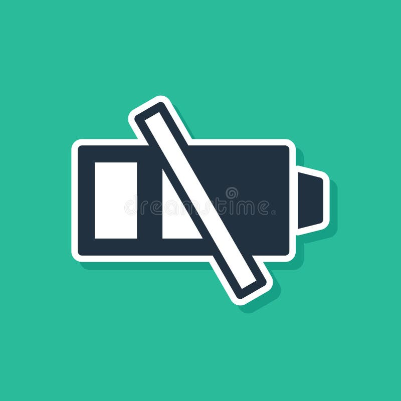 Blue Battery Charge Level Indicator Icon Isolated on Green Background ...