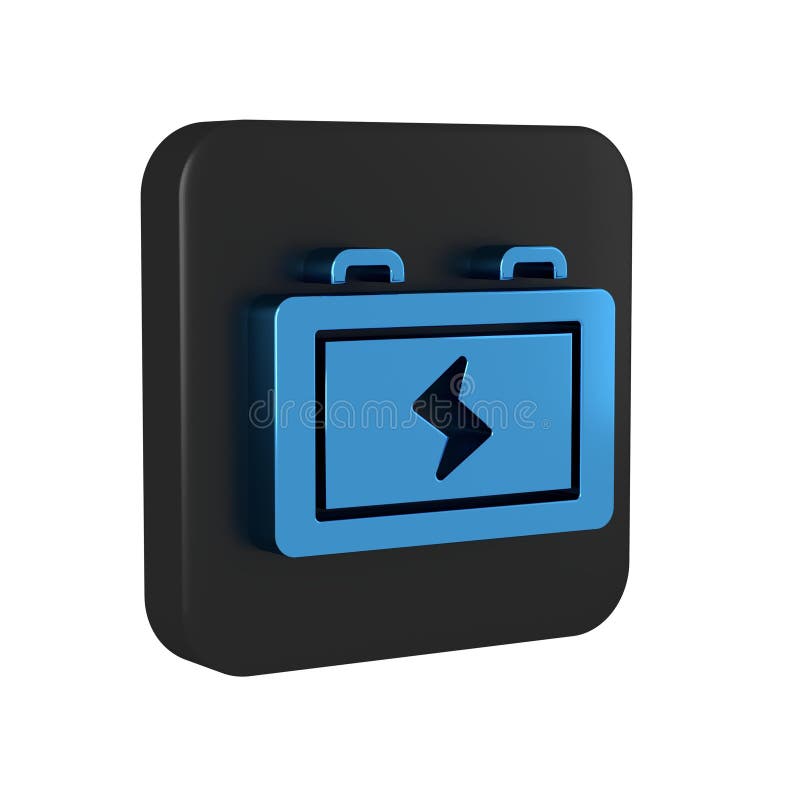 Blue Battery Icon Isolated on Transparent Background. Lightning Bolt ...