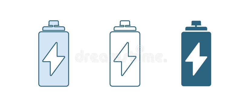 Blue Battery Icon Isolated on White Background. Lightning Bolt Symbol ...