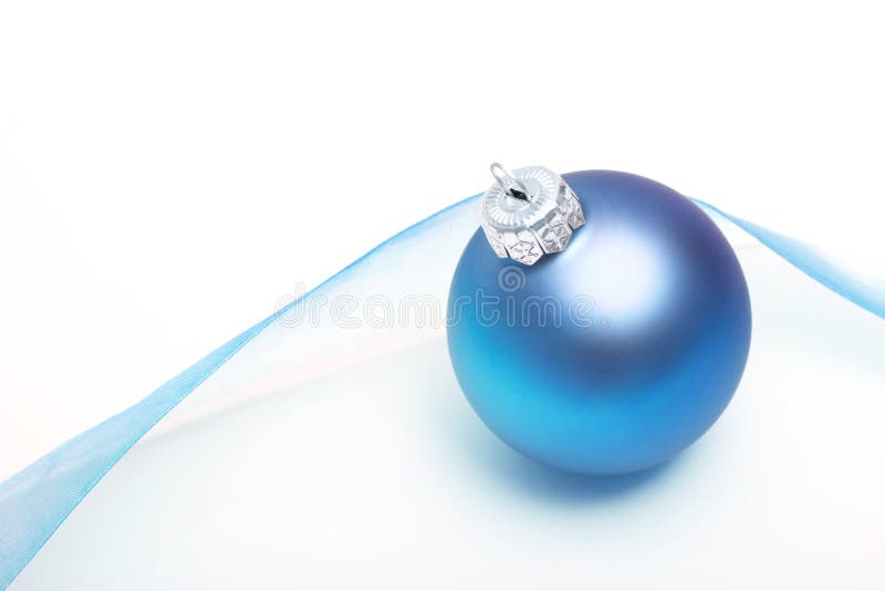 Blue Bauble and Delicate Ribbon Stock Image - Image of light, ornament ...