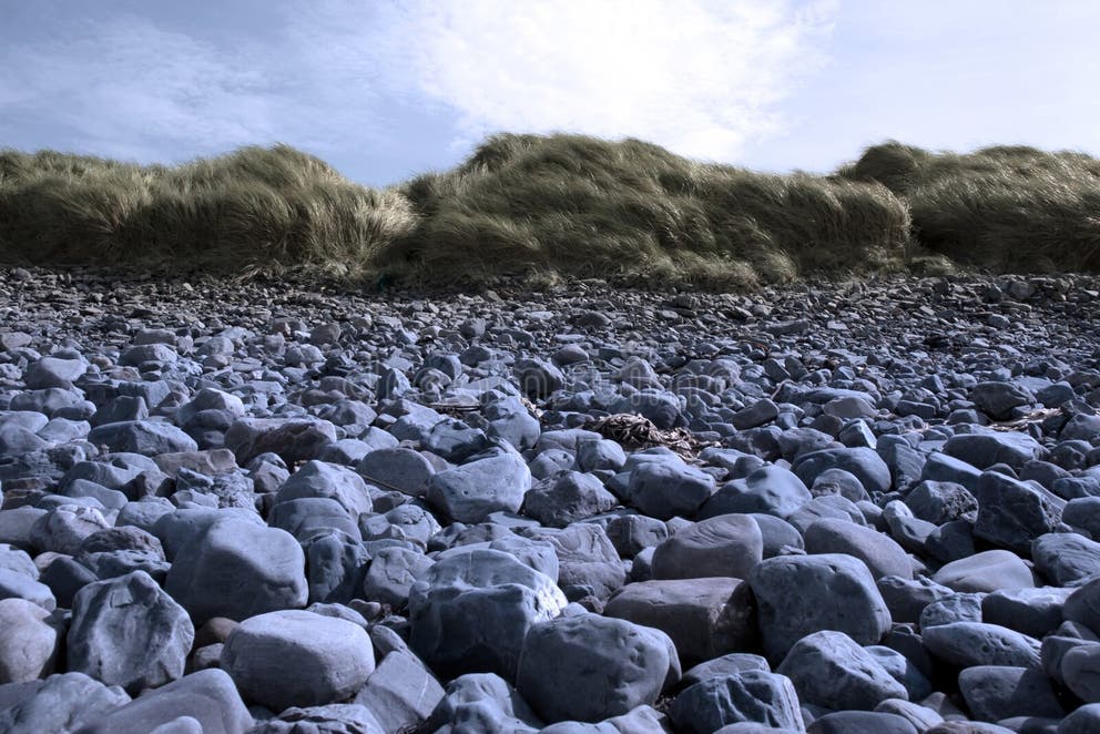 Blue Beale Rocky Beach Dunes Stock Image - Image of scenic, blue: 22882899