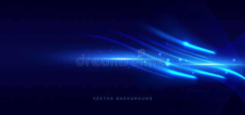 Blue Beam Horizontal on Dark Blue Background. Speed Motion Moving ...