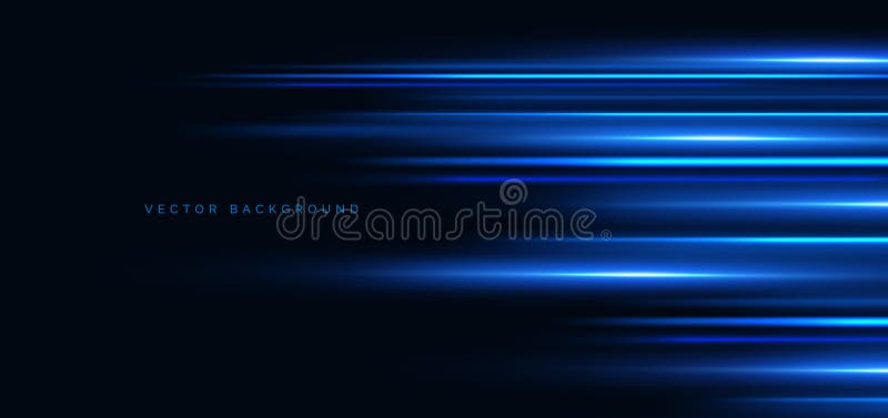 Blue Beam Horizontal Moving Fast Lines on Dark Background Stock Vector ...