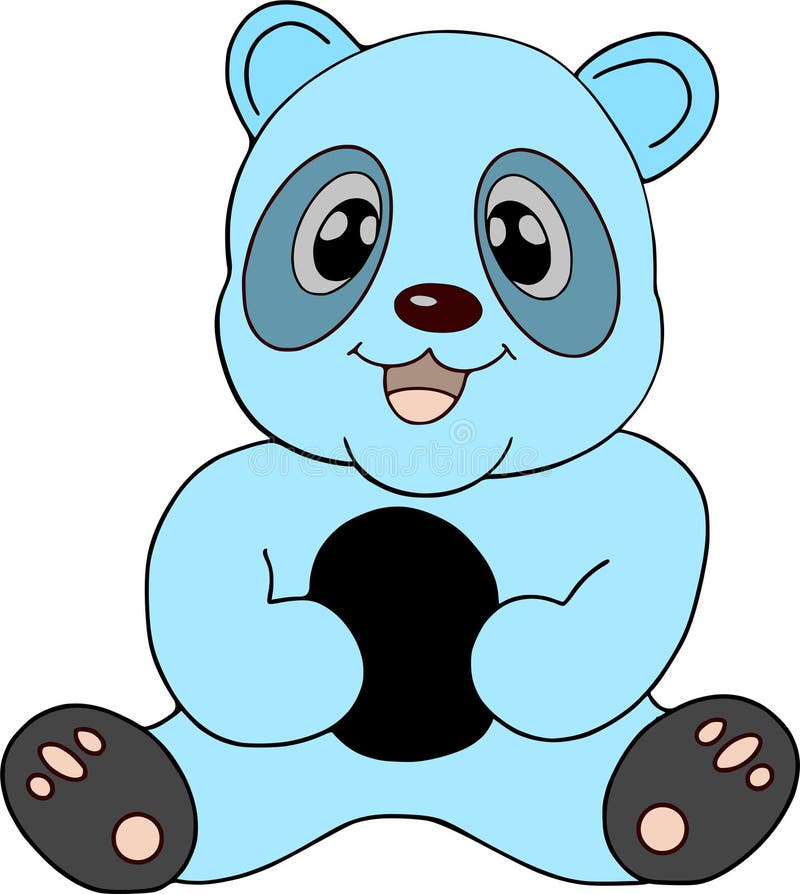 Cute Blue Bear Cartoon Illustration Stock Vector - Illustration of ...