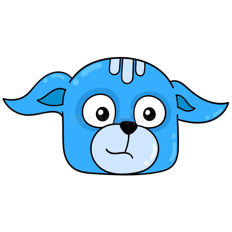 Blue Bear Head Emoticon with Smiling Face, Doodle Icon Image Kawaii ...