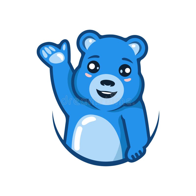 Blue bear waving stock illustration. Illustration of white - 304049345