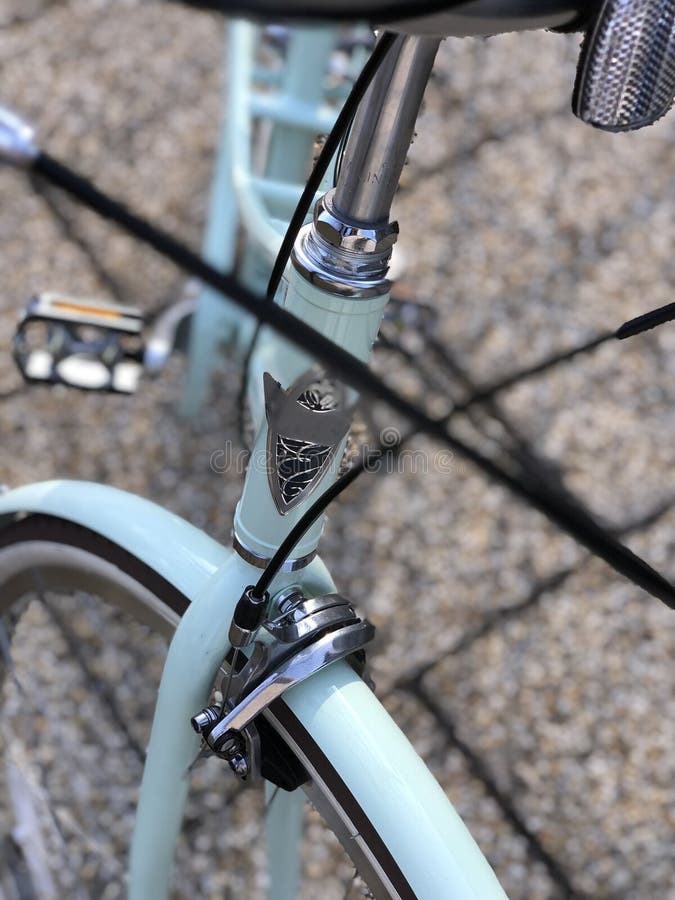 Blue Beautiful Graceful Bicycle Wheel Up Close Stock Photo - Image of ...