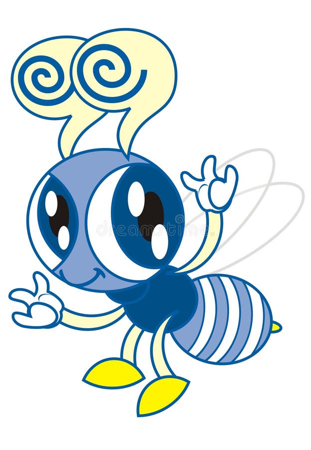 Blue Bee stock illustration. Illustration of happy, icon - 1077286