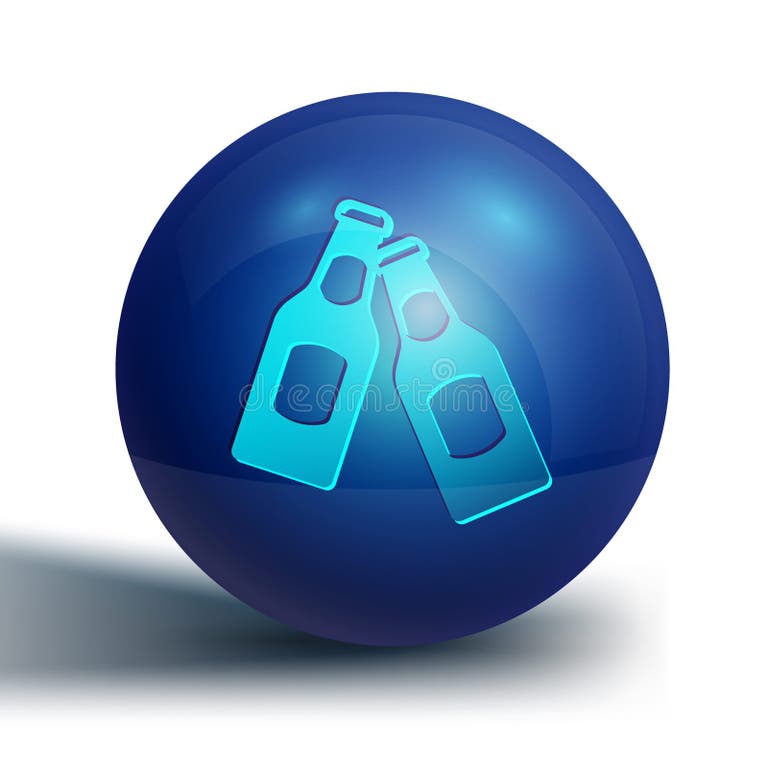 Blue Beer Bottle Icon Isolated on White Background. Blue Circle Button ...