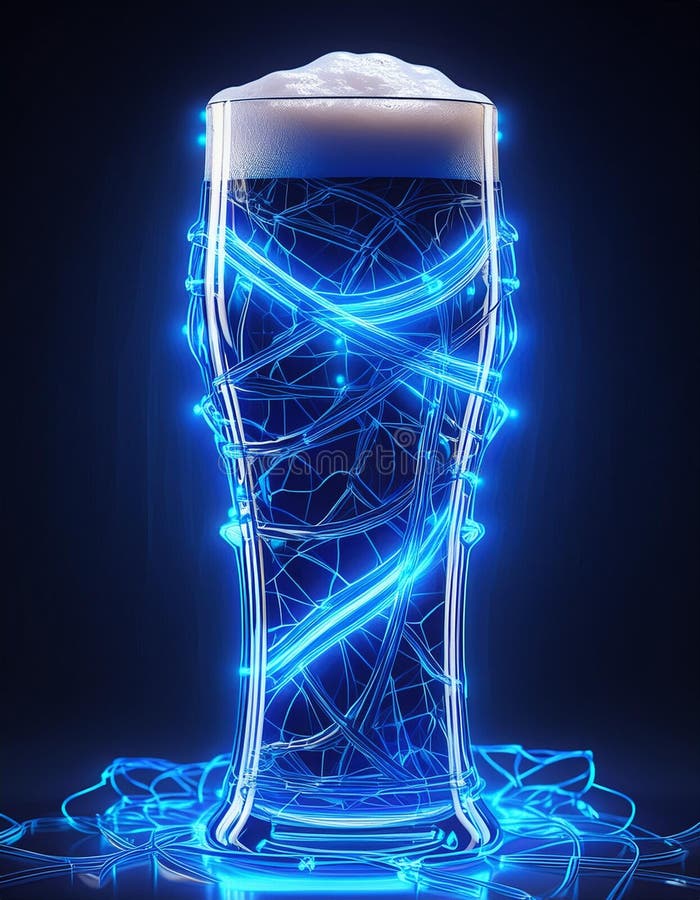 A Blue Beer Made of Bright Wires Stock Illustration - Illustration of ...