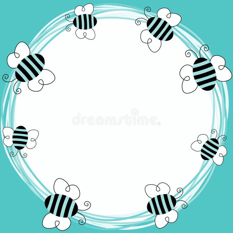 Blue bees flying frame stock illustration. Illustration of anniversary ...