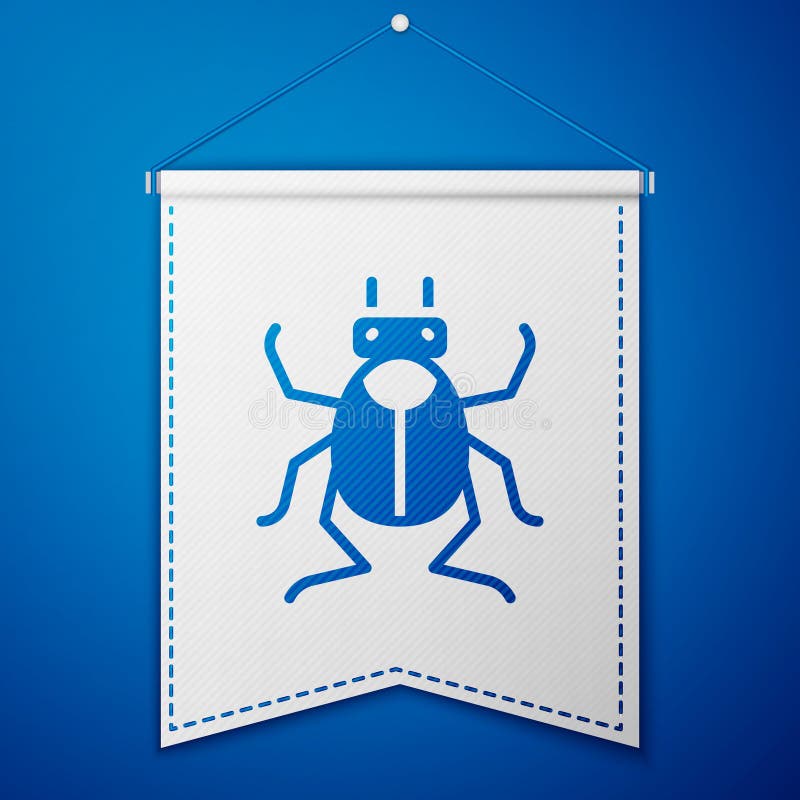 Blue Beetle Bug Icon Isolated on Blue Background. White Pennant ...