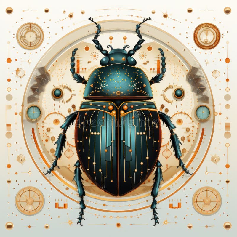 A Blue Beetle with Gold Dots on it S Back Stock Illustration ...