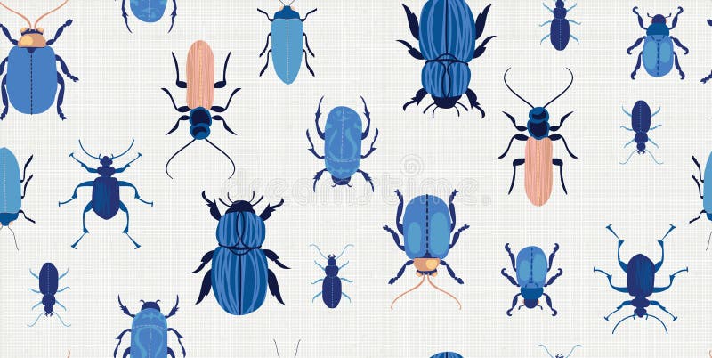 Blue Beetle Seamless Vector Pattern Stock Vector - Illustration of ...
