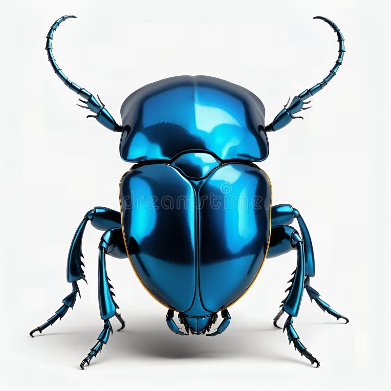 Blue Beetle with Shiny Surface, Isolated on a Pristine White Background ...