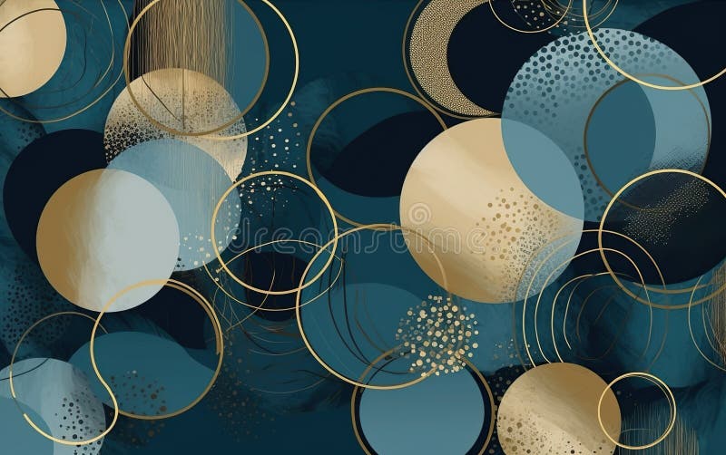 Blue Beige Gold and Blue Circles with Circles , Concept of Geometric ...