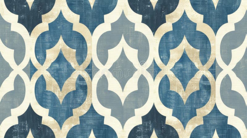 A Blue and Beige Pattern with a Repeating Design, AI Stock Image ...