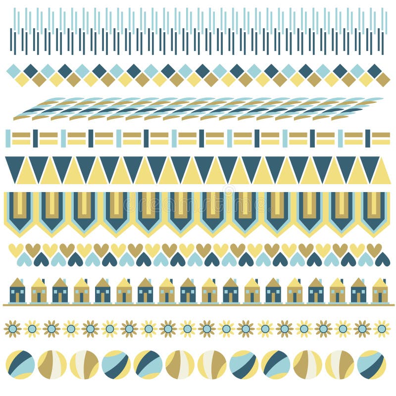 Blue and Beige Trim or Border Collection Stock Illustration ...