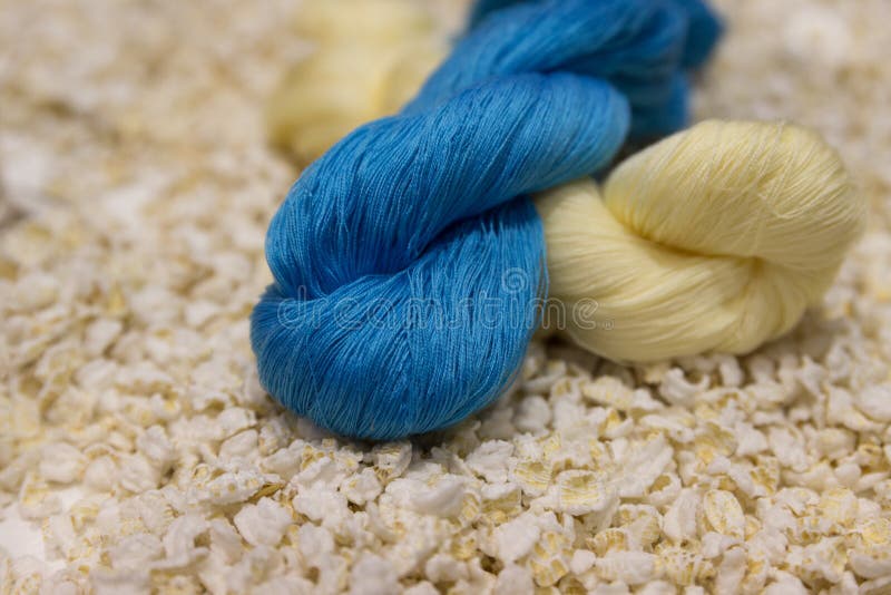 Blue and beige yarn thread stock photo. Image of cotton - 77497728