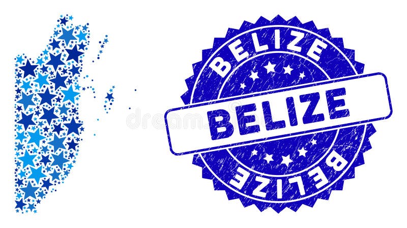 Blue Star Belize Map Collage and Grunge Stamp Seal Stock Vector ...
