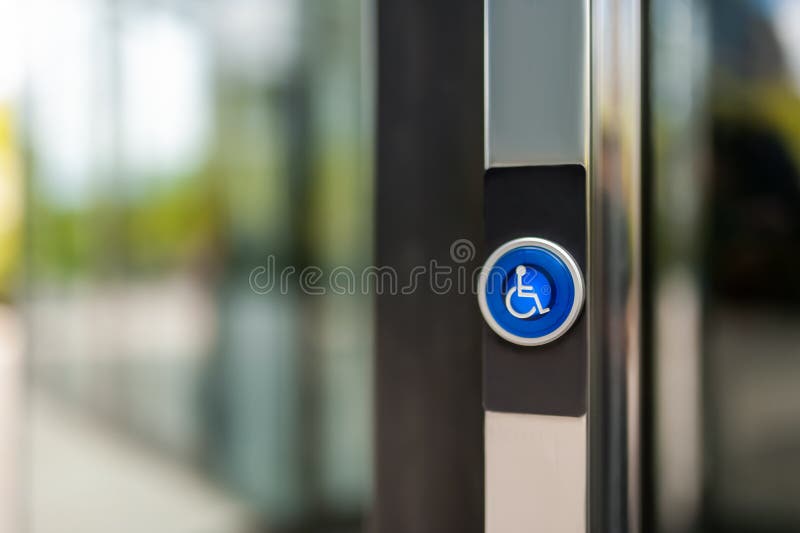 Blue Bell Button for People with Disability Stock Photo - Image of ...