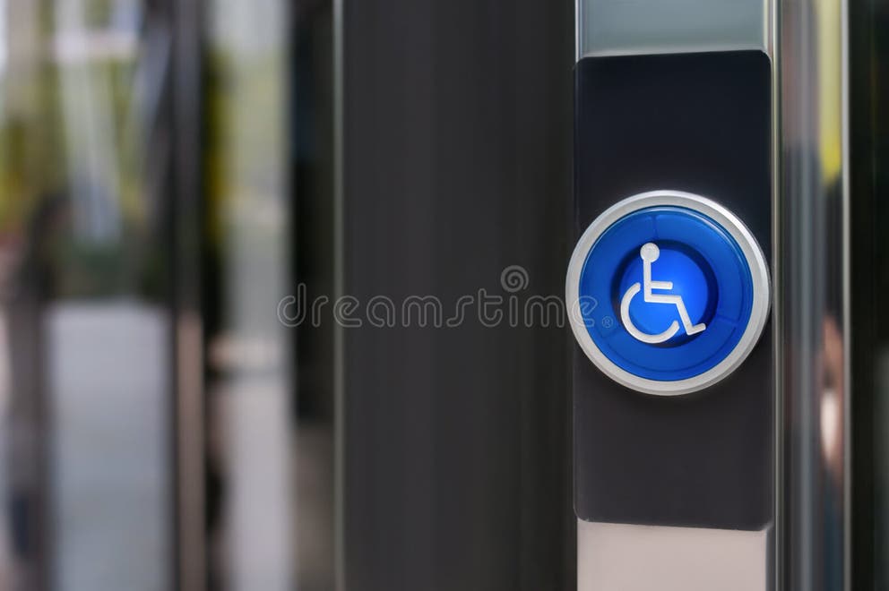 Blue Bell Button for People with Disability Stock Image - Image of city ...