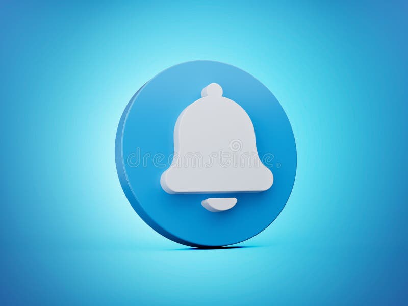Blue Bell Icon or Notification Sign Isolated Background 3d Illustration ...